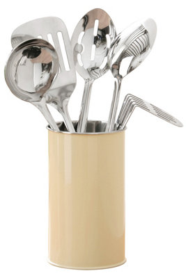 Interiors By Premier 5pc Cream Enamel Canister Kitchen Utensils Set ...