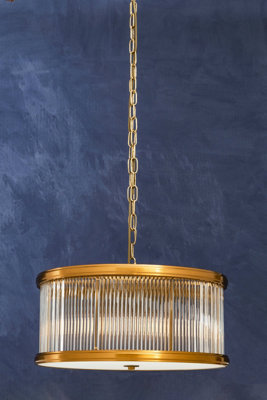 Interiors by Premier 6 Bulb Pendant Light, Bronze Finish Drum-Shaped ...