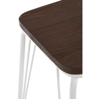 Interiors by Premier Accent White Metal and Elm Small Wood Stool, Small ...