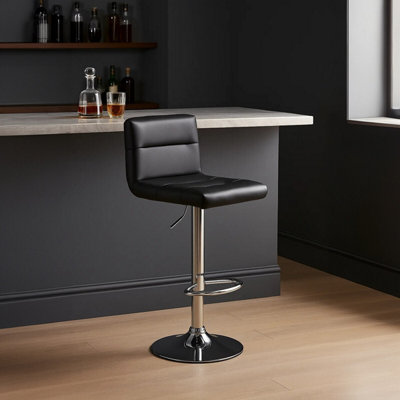 Interiors By Premier Adjustable Height Black Seat Bar Stool With Chrome ...