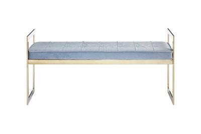 Interiors by Premier Allure Powder Blue And Gold Tufted Bench