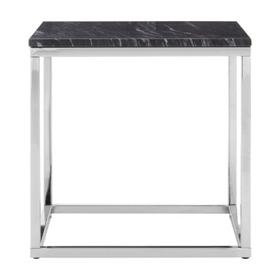 Interiors by Premier Allure Square Black And White Marble End Table