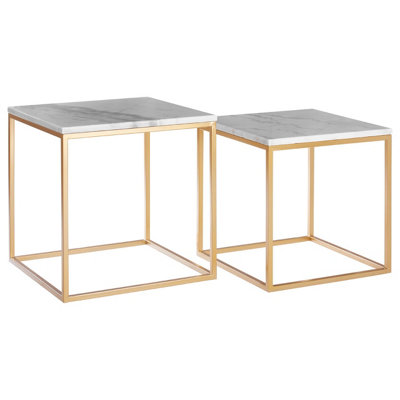 Interiors by Premier Avantis Set of 2 Square Cuboid Side Tables