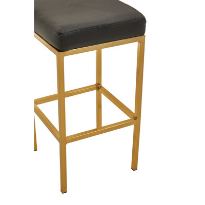 Interiors by Premier Baina Black Pu And Gold Finish Bar Stool