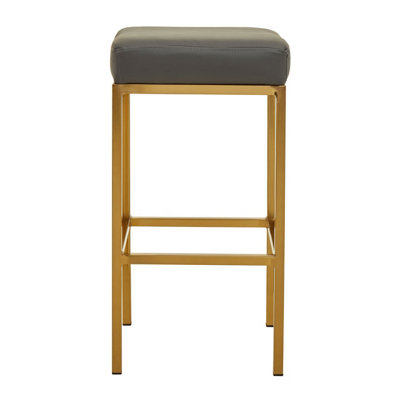 Interiors by Premier Baina Dark Grey Pu And Gold Finish Bar Stool
