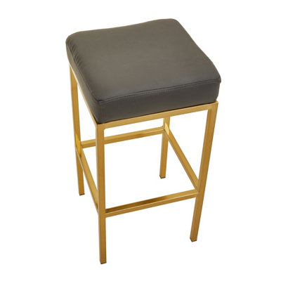 Interiors by Premier Baina Dark Grey Pu And Gold Finish Bar Stool