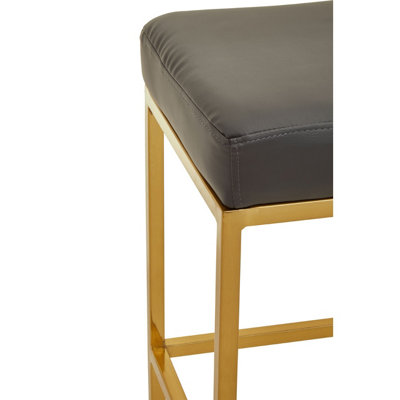 Interiors by Premier Baina Dark Grey Pu And Gold Finish Bar Stool