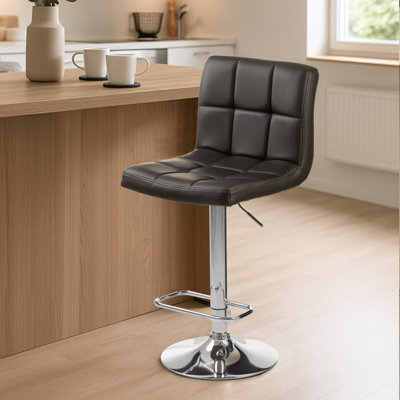 Interiors by Premier Baina Quilted Bar Stool with Chrome Base | DIY at B&Q