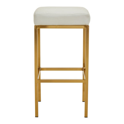 Interiors by Premier Baina White Pu And Gold Finish Bar Stool