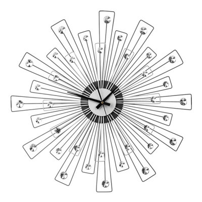 Interiors by Premier Black and Silver Spoke Design Wall Clock | DIY at B&Q