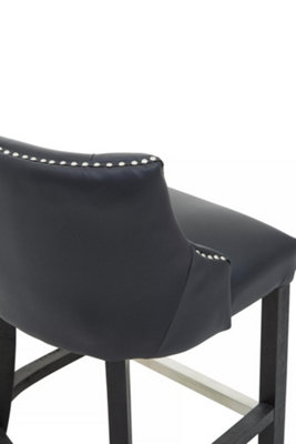 Interiors by Premier Black Bar Stool with Back, Velvet Seat Breakfast ...