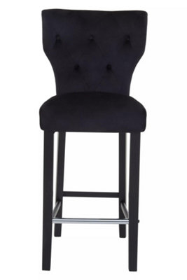 Interiors by Premier Black Fabric Bar Stool with Diamon Button Details ...