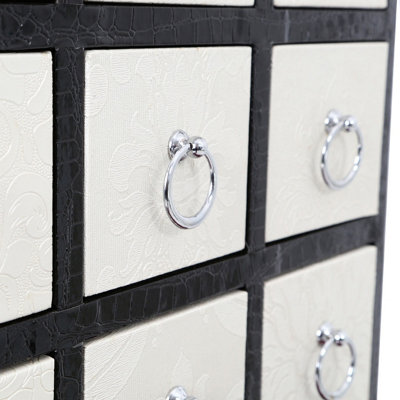 Interiors by Premier Black Leather Effect 9 Drawer Rectangular Cabinet ...