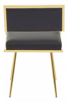Interiors by Premier Black Leather Effect Dining Chair, Cut-Out Back ...