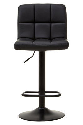 Interiors By Premier Black Leather Effect Quilted Bar Stool, Quilted ...