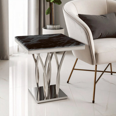 Interiors by Premier Black Marble And Silver Side Table,Luxurious ...