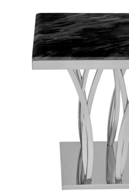 Interiors by Premier Black Marble And Silver Side Table,Luxurious ...