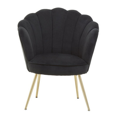 Interiors by Premier Black Velvet Scalloped Armchair, Supportive ...