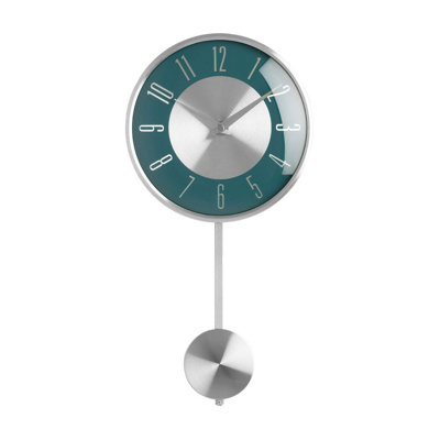 Interiors by Premier Blue and Silver Metal Pendulum Wall Clock | DIY at B&Q