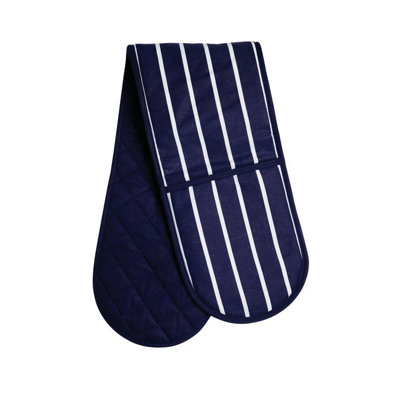 Interiors by Premier Blue Butcher Stripe Double Oven Glove, Quilted ...