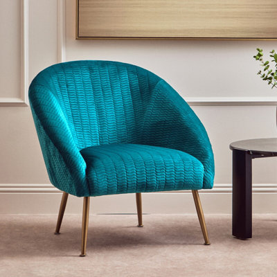 Interiors by Premier Blue Occasional Chair, Luxury Blue Velvet ...