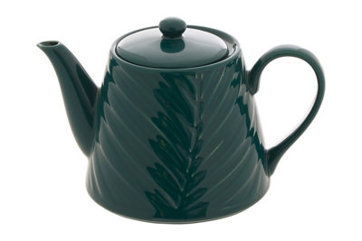 Interiors By Premier Botanical Pattern Ceramic Teapot,Dark Green Teapot ...