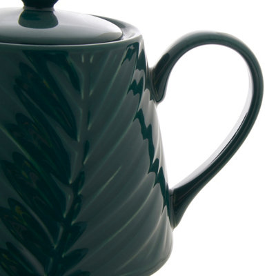 Interiors By Premier Botanical Pattern Ceramic Teapot,Dark Green Teapot ...
