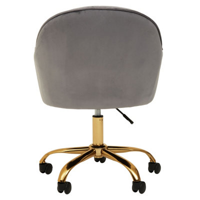 Interiors by Premier Brent Grey Velvet And Gold Base Home Office Chair