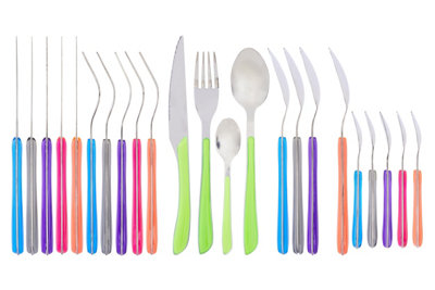 Interiors By Premier Bright 24Pc Multi Coloured Cutlery, Versatile ...