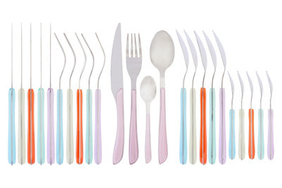 Interiors By Premier Bright 24Pc Multi Pastel Coloured Cutlery ...