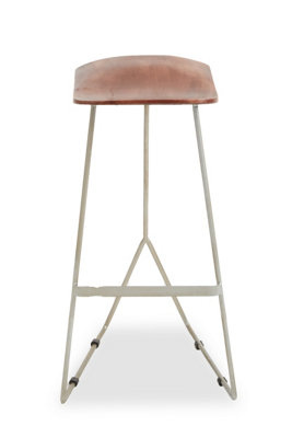 Interiors by Premier Brown Leather Bar stool with Silver Frame, Minimal ...