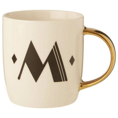 Interiors By Premier Chic Diamond Deco M Letter Monogram Mug,Bone China ...