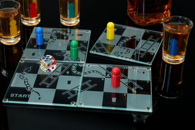 Interiors By Premier Classic Snakes & Ladders 4 Player Shot Glass Game ...