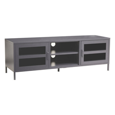 Interiors By Premier Classic Two Door Grey Metal Media Unit, Industrial ...
