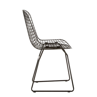 Interiors by Premier Comfortable Black Metal Grid Frame Wire Chair ...