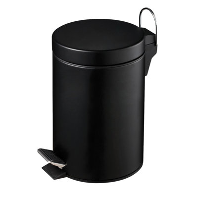 Interiors By Premier Compact 3Ltr Matte Black Pedal Bin, Stylish Design ...
