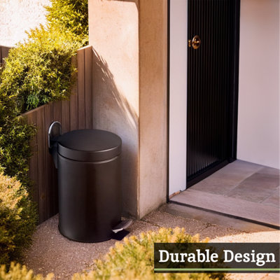 Interiors By Premier Compact 3Ltr Matte Black Pedal Bin, Stylish Design ...