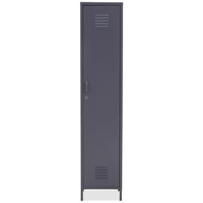 Interiors By Premier Compact Grey Tall One Door Locker, Lockable Design ...