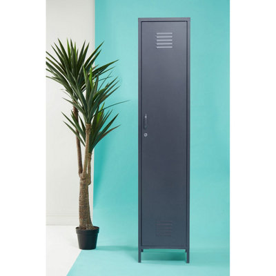 Interiors By Premier Compact Grey Tall One Door Locker, Lockable Design ...