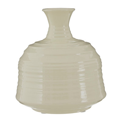 Interiors by Premier Contemporary Cream Small Ribbed Ceramic Vase ...