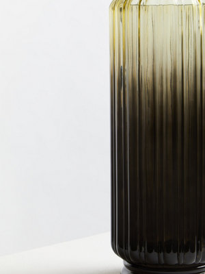 Interiors by Premier Contemporary Design Large Grey Ribbed Glass Vase ...