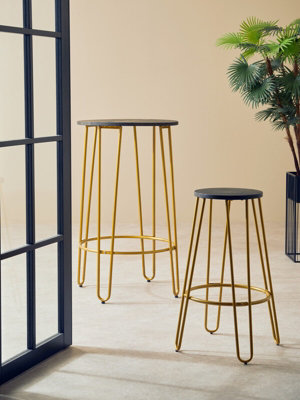 Interiors by Premier Contemporary Gold Finish Metal Bar Stool, Hairpin ...