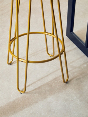 Interiors by Premier Contemporary Gold Finish Metal Bar Stool, Hairpin ...