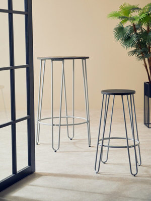 Interiors by Premier Contemporary Grey Metal Bar Stool, Hairpin Stool ...