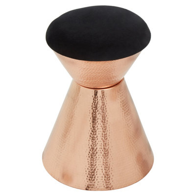 INTERIORS BY PREMIER COPPER & BLACK STOOL WITH VELVET SEAT, HAMMERED ...