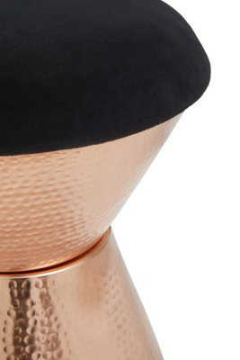 INTERIORS BY PREMIER COPPER & BLACK STOOL WITH VELVET SEAT, HAMMERED ...