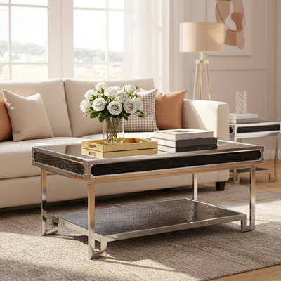 Interiors by Premier Crocodile Leather Effect Two Tier Coffee Table ...