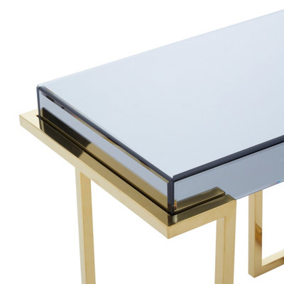 Interiors by Premier Decent End Table With Grey Mirrored Top, Metal ...