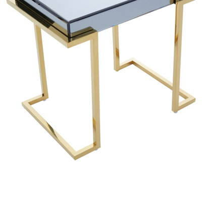Interiors by Premier Decent End Table With Grey Mirrored Top, Metal ...
