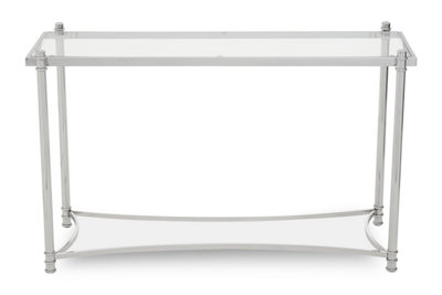 Interiors by Premier Decent Silver Console Table with Clear Glass ...